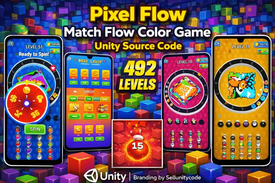 Pixel Flow Match Flow Color Game Unity Source Code - SellUnitySourceCode